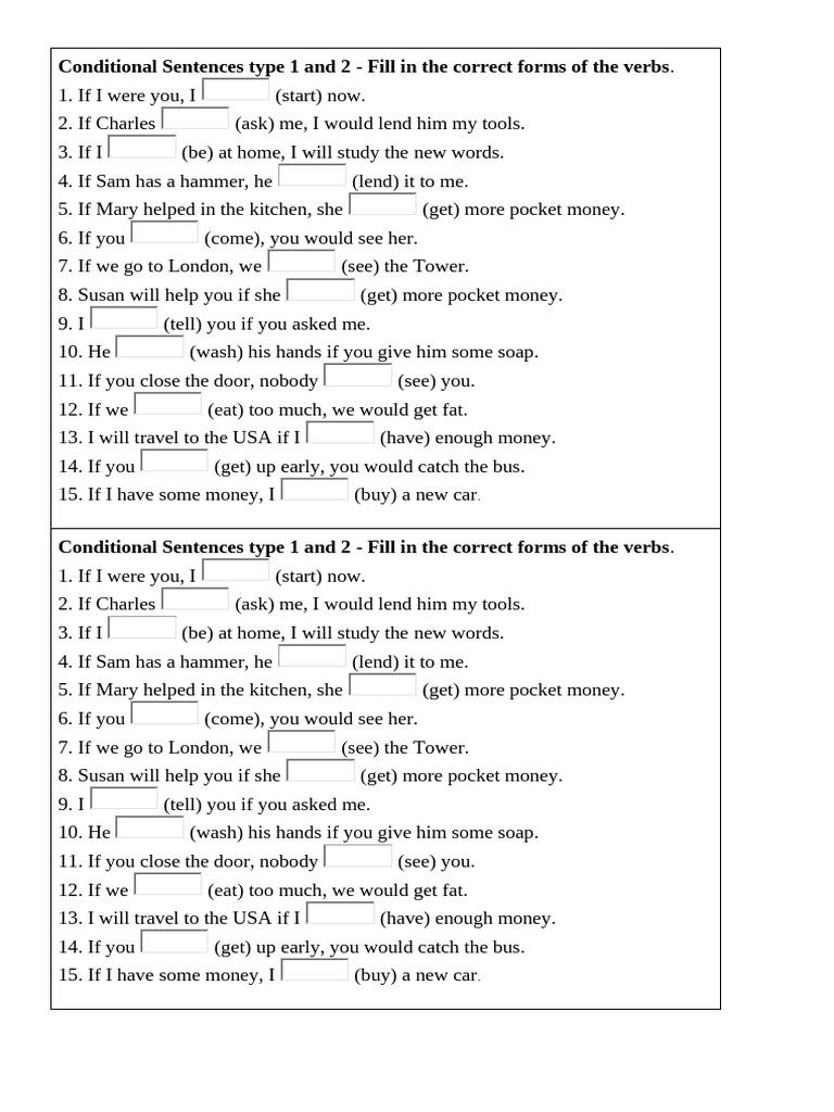 Fill in the Blanks: Conditional Sentences | PDF