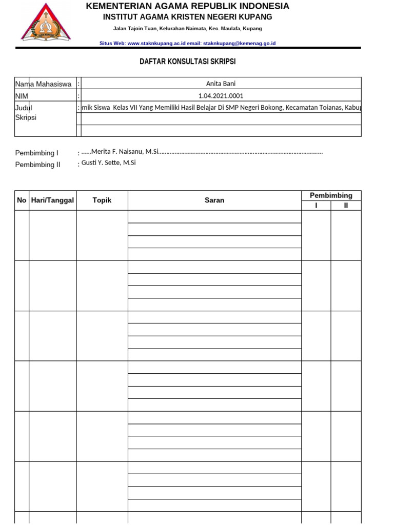 Lembar Konsul Proposal Dan Skripsi | PDF