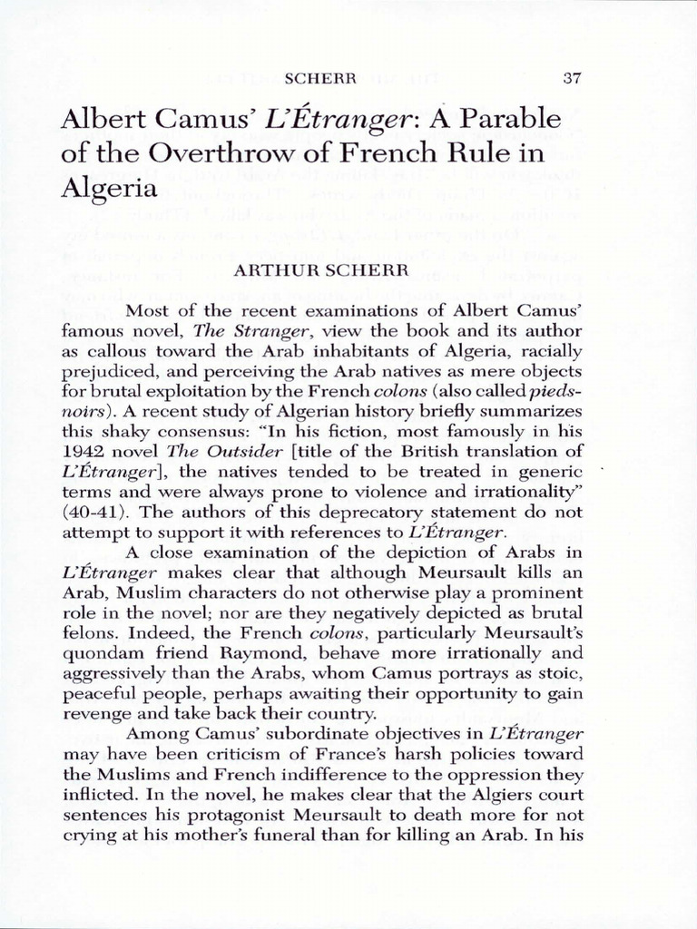 Scherr - A Parable of The Overthrow of French Rule in Algeria | PDF ...