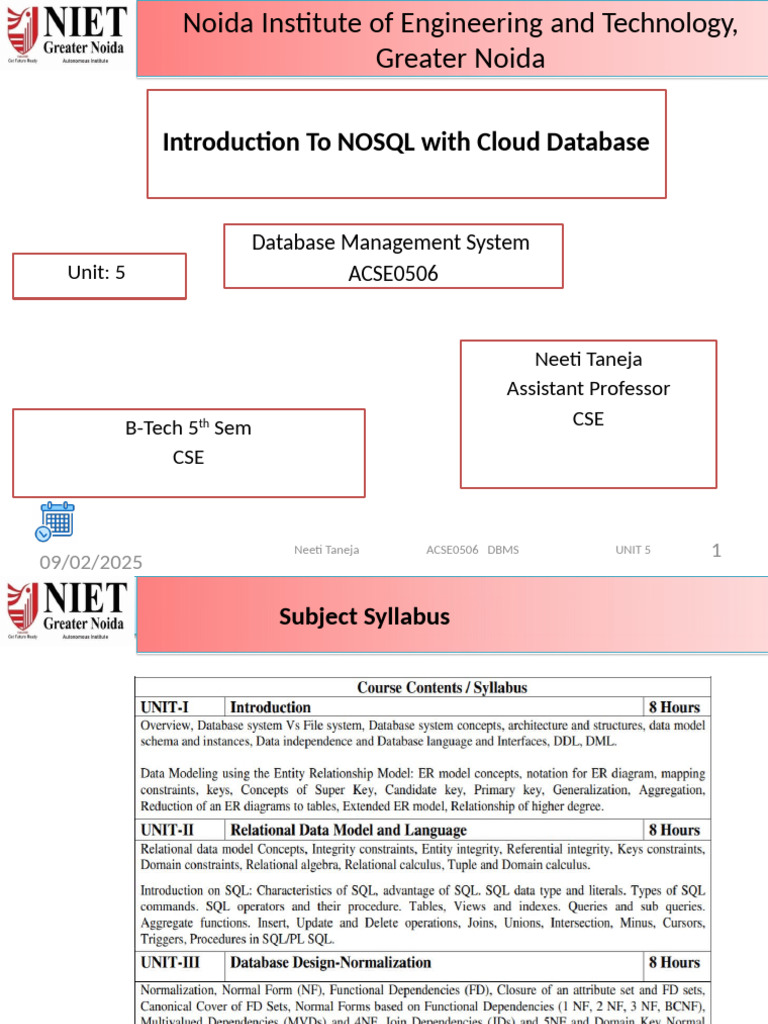 DBMS UNIT-5(2024-25) | PDF | No Sql | Databases