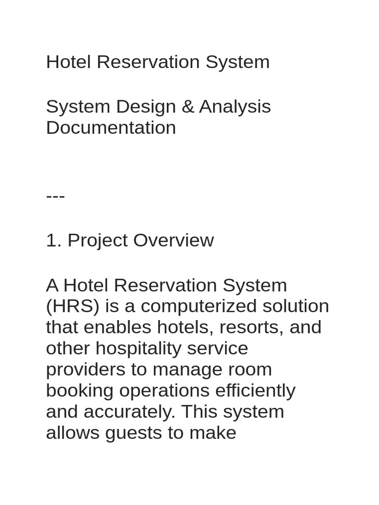 Hotel Reservation System Design Overview | PDF | Databases | Relational ...