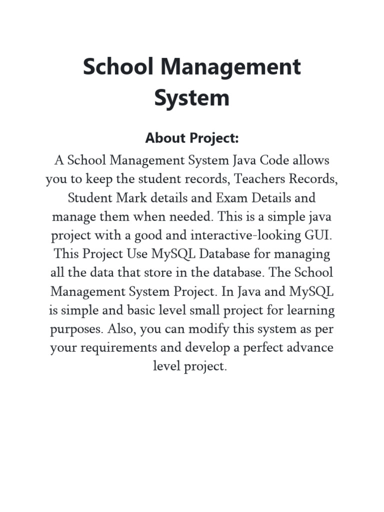 School Management System PRJ | PDF | Computing | Computer Programming