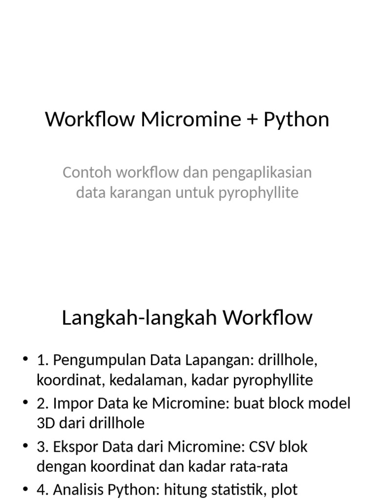 Micromine Python Workflow | PDF