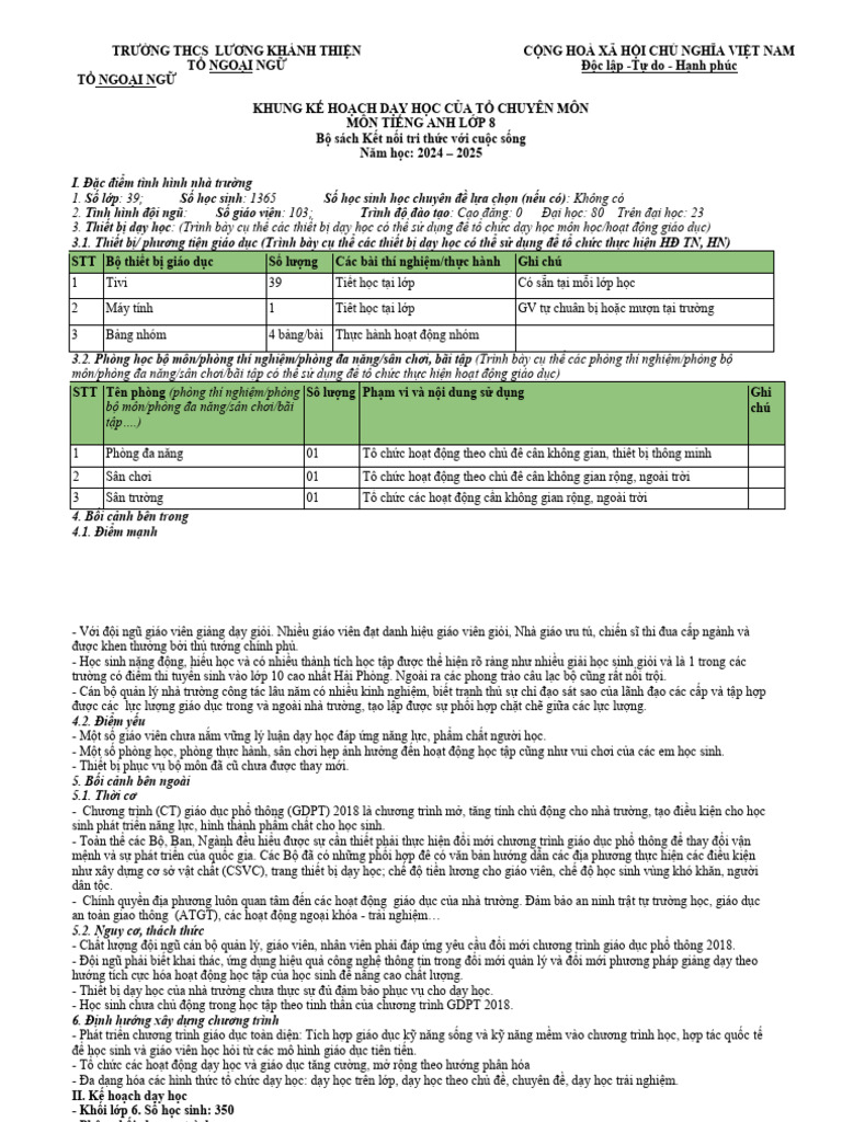 KHDH Lớp 8 | PDF