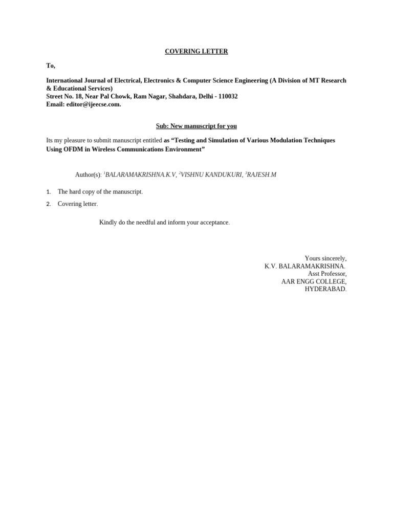 Covering Letter | PDF