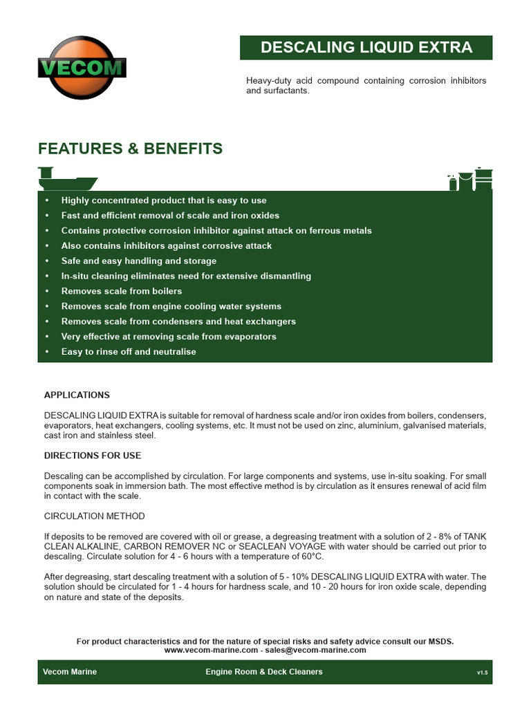 Heavy-Duty Descaling Liquid for Marine Use | PDF | Corrosion | Iron