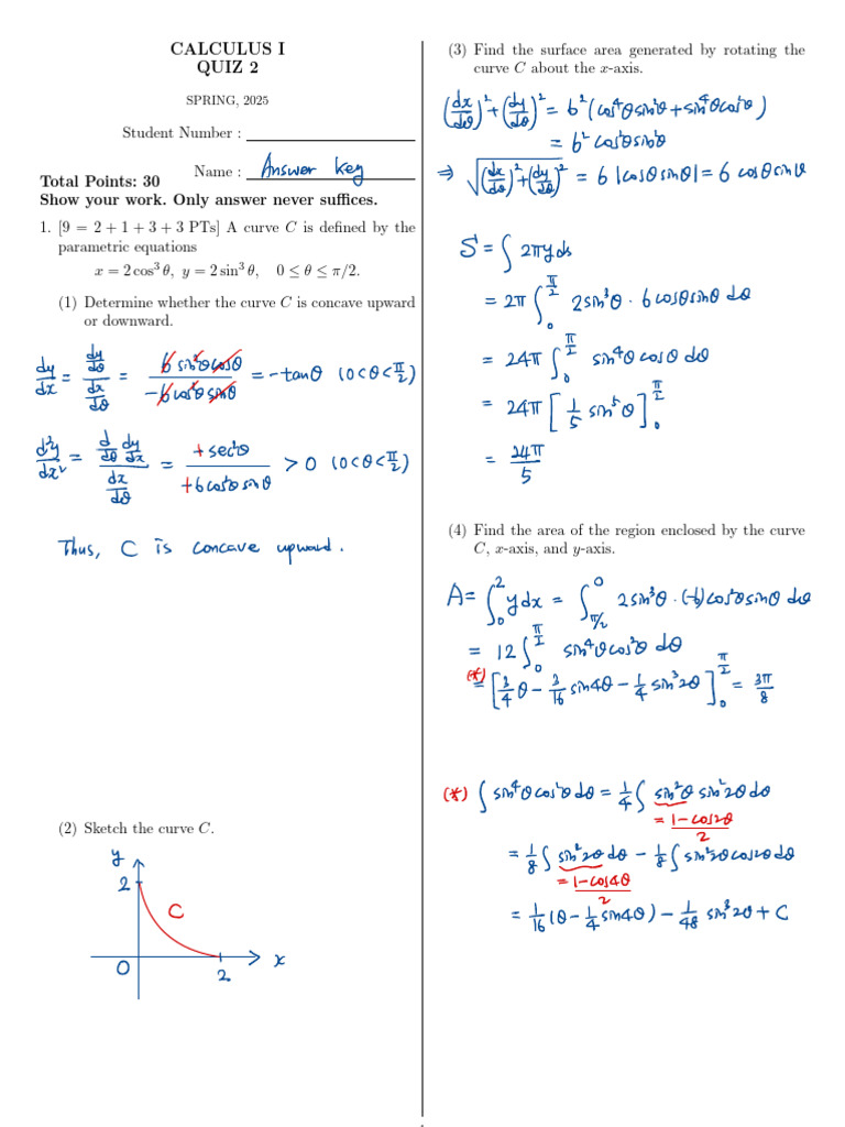 Calculus I Quiz 2 - Spring 2025 | PDF | Algebraic Geometry | Elementary ...