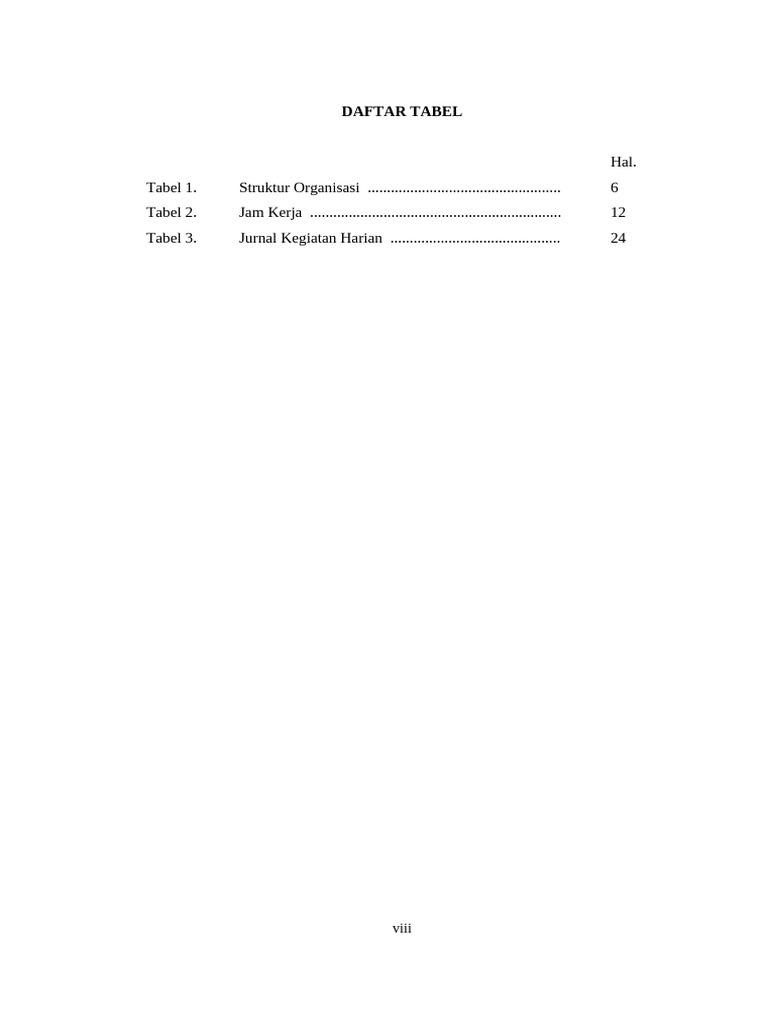 Daftar Tabel | PDF
