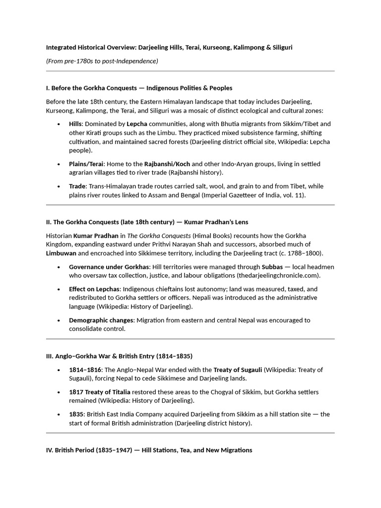 Historical Overview of Darjeeling Region | PDF | South Asia