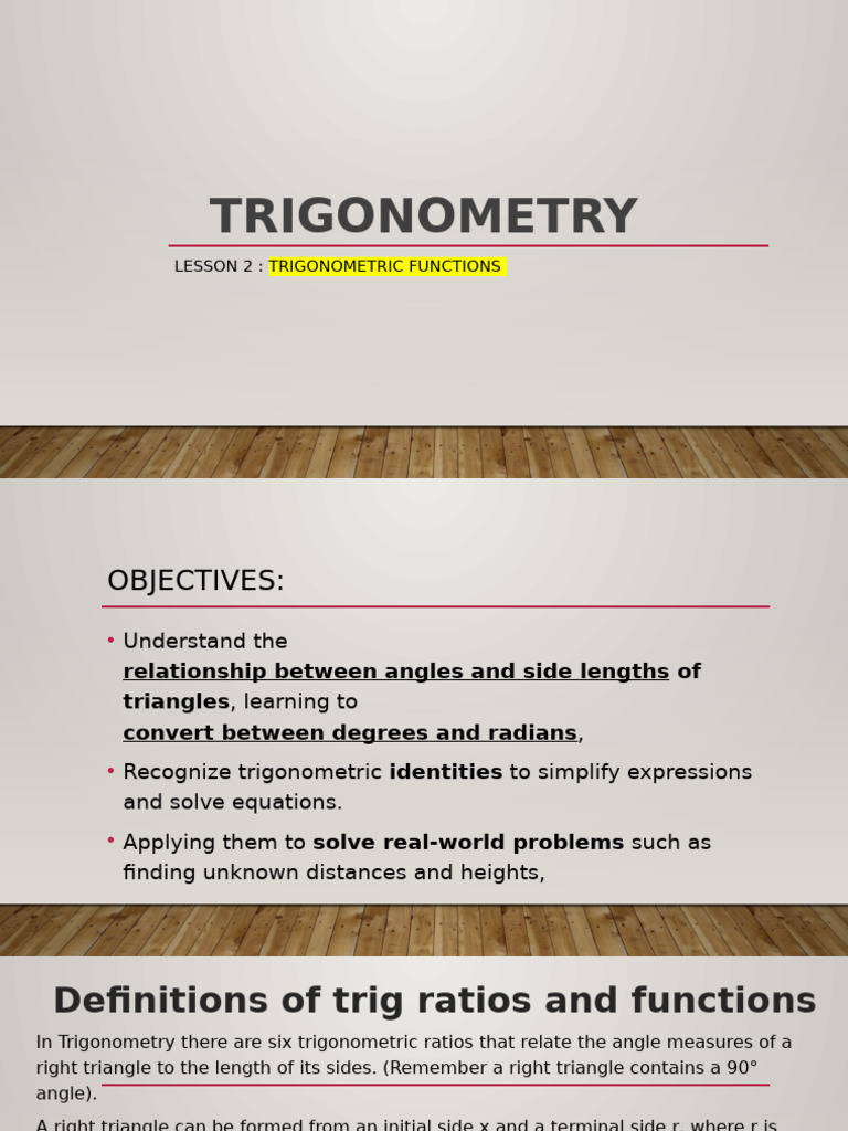 Trigonometric Functions and Ratios Guide | PDF | Trigonometric ...