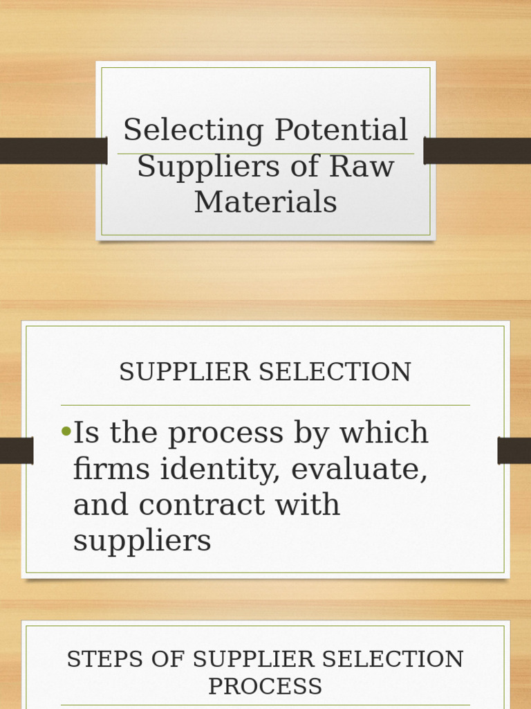 Selecting Potential Suppliers of Raw Materials | PDF | Procurement | Supply Chain