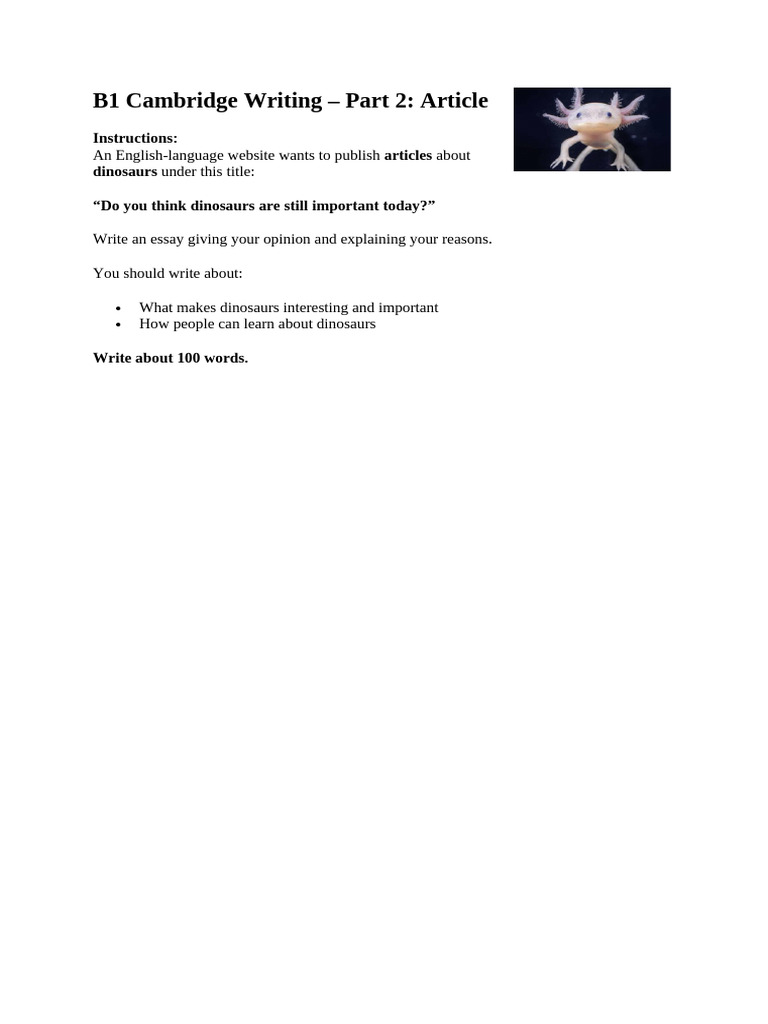 B1 Cambridge Writing Dinosaurs | PDF