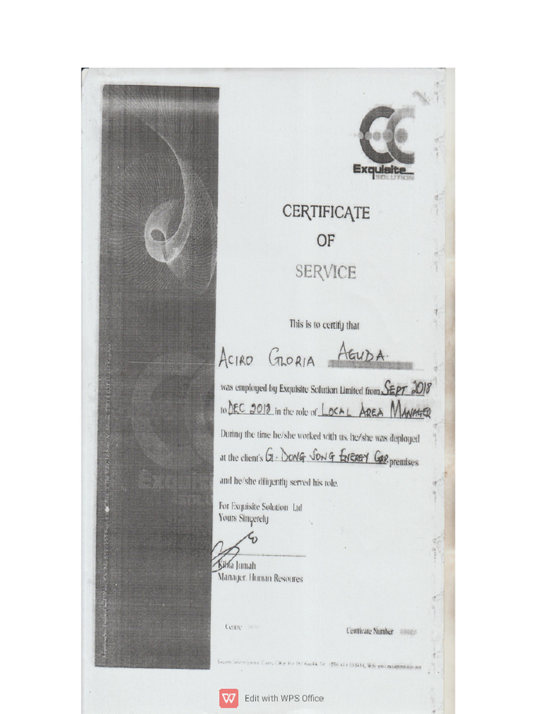 GLORIA Work Certificate | PDF