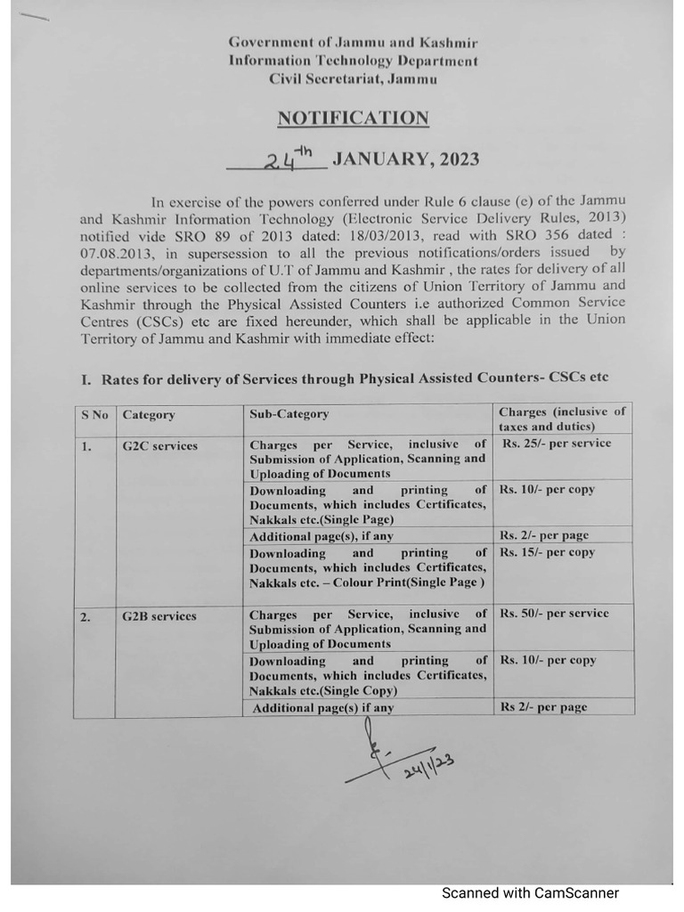 Notification CSC 25-01-22 | PDF