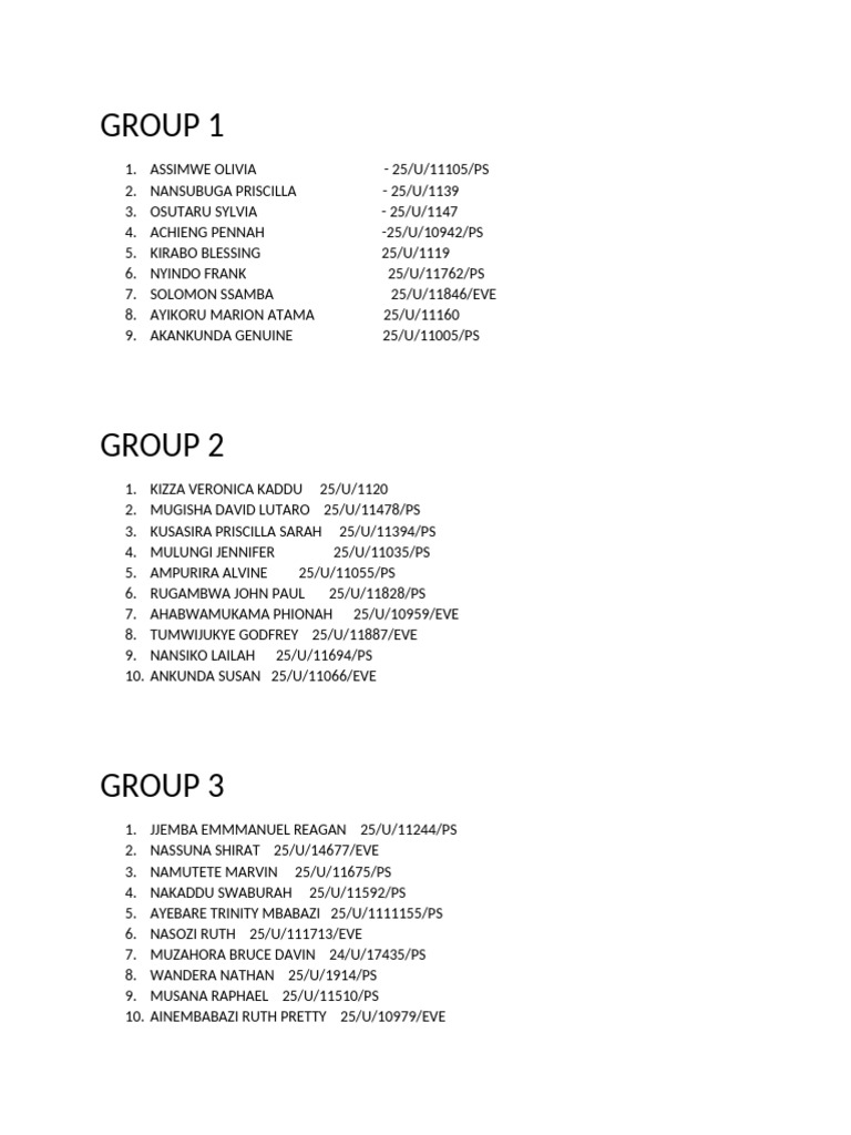 Student Group Listings by ID | PDF