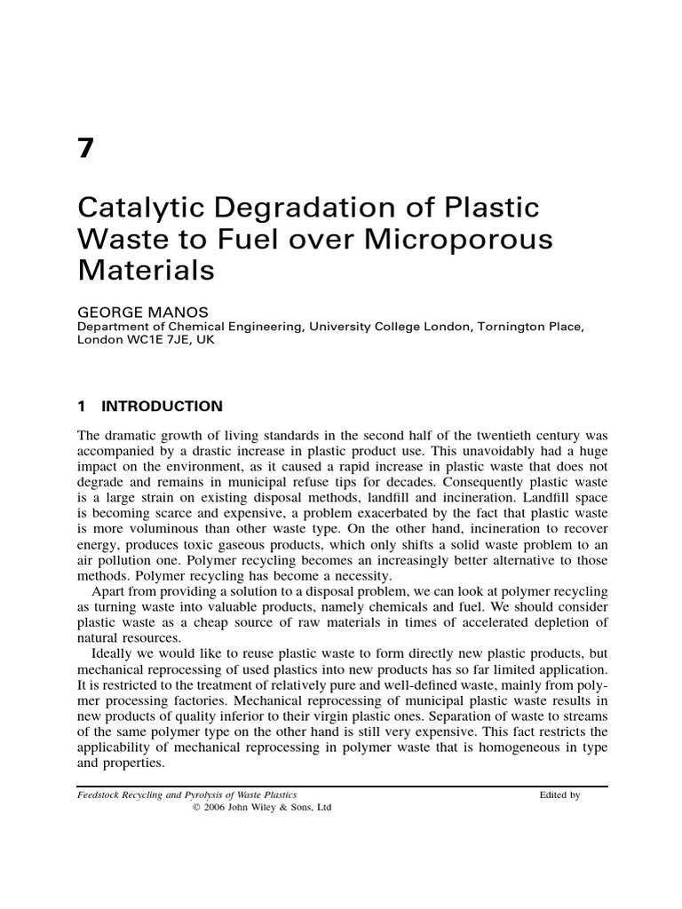 Catalytic Degradation of Plastic Waste To Fuel Over Microporous ...