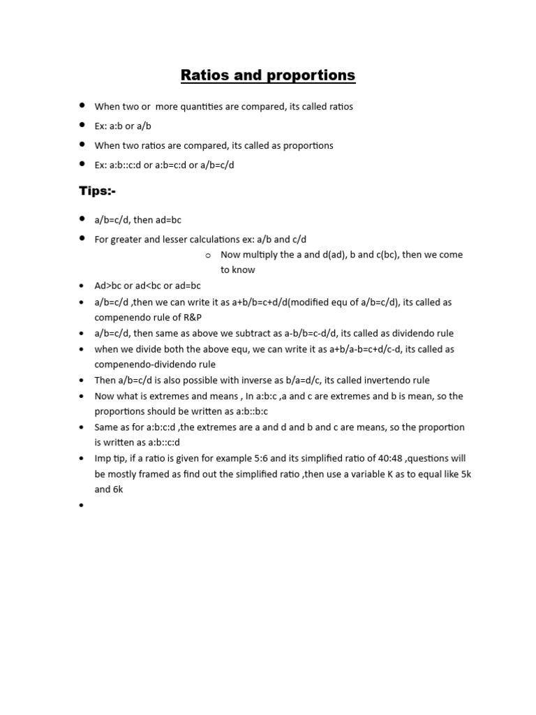 Ratios and Proportions | PDF