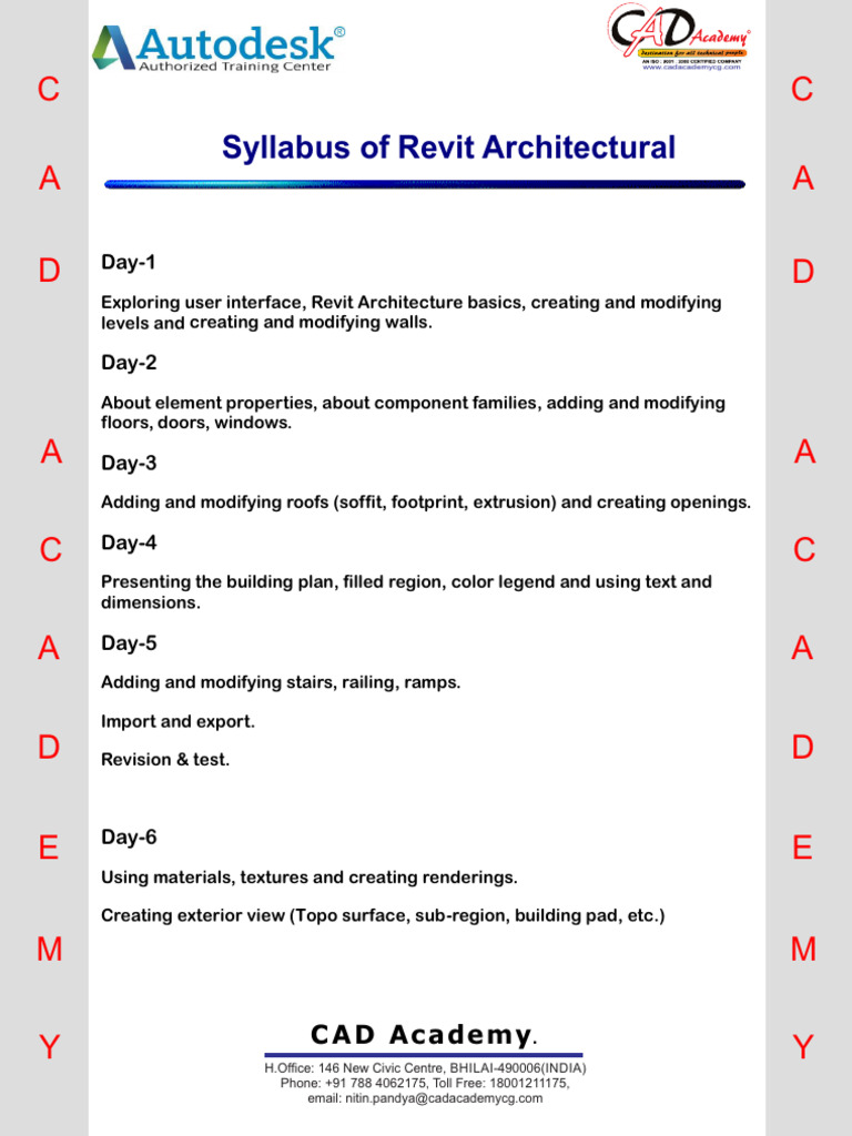 Revit Archi - Syllabus - Final | PDF | Autodesk Revit | Software