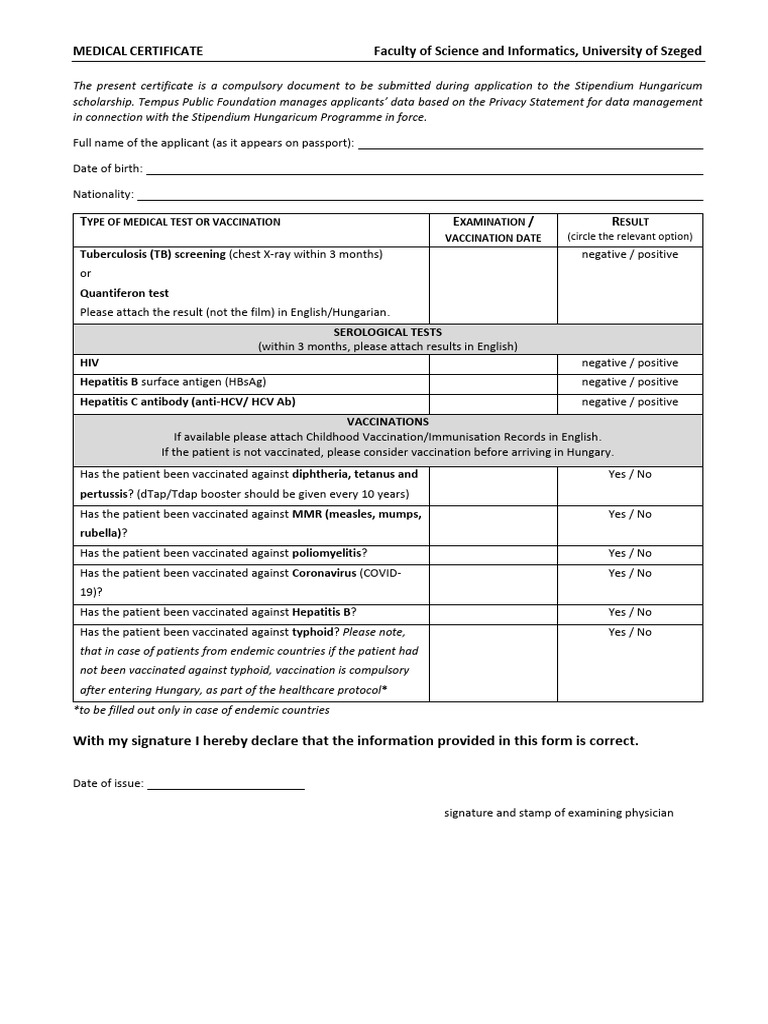 General Medical Certificate Sci 2024 | PDF | Vaccines | Vaccination
