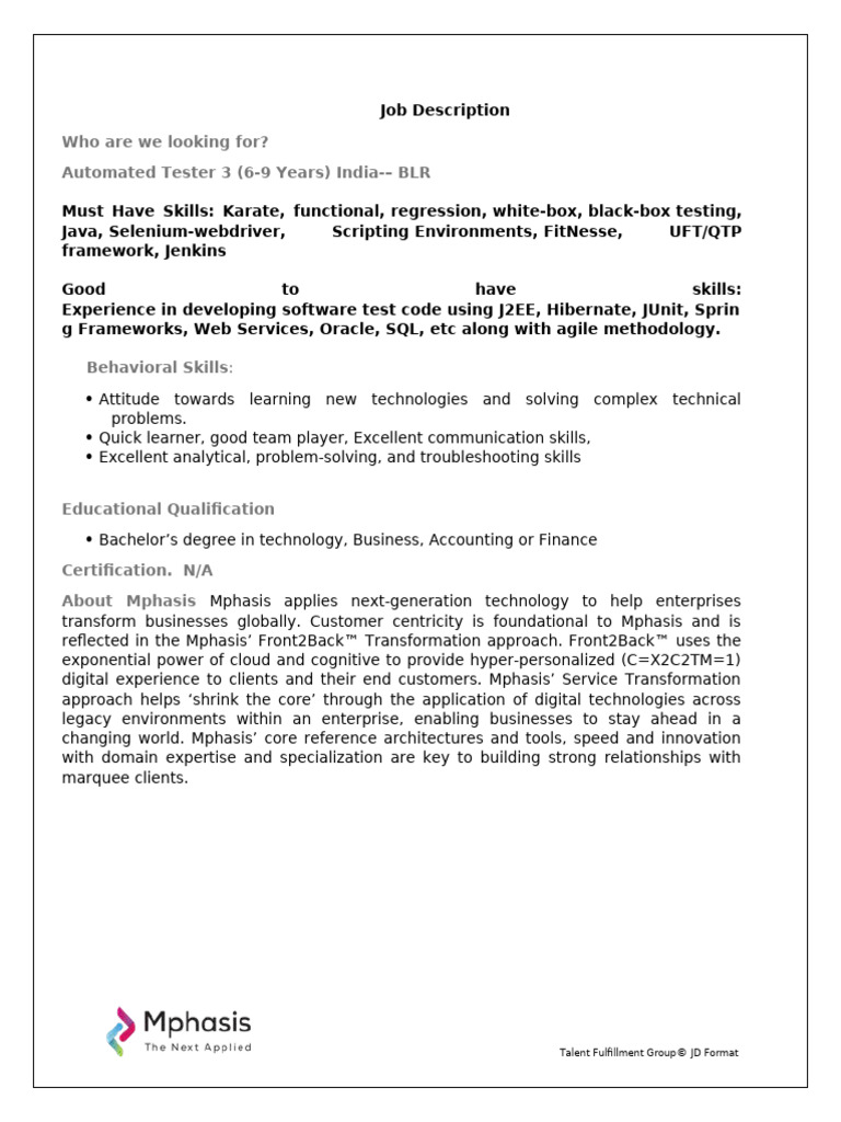 Automated Tester 3 Job Opening | PDF
