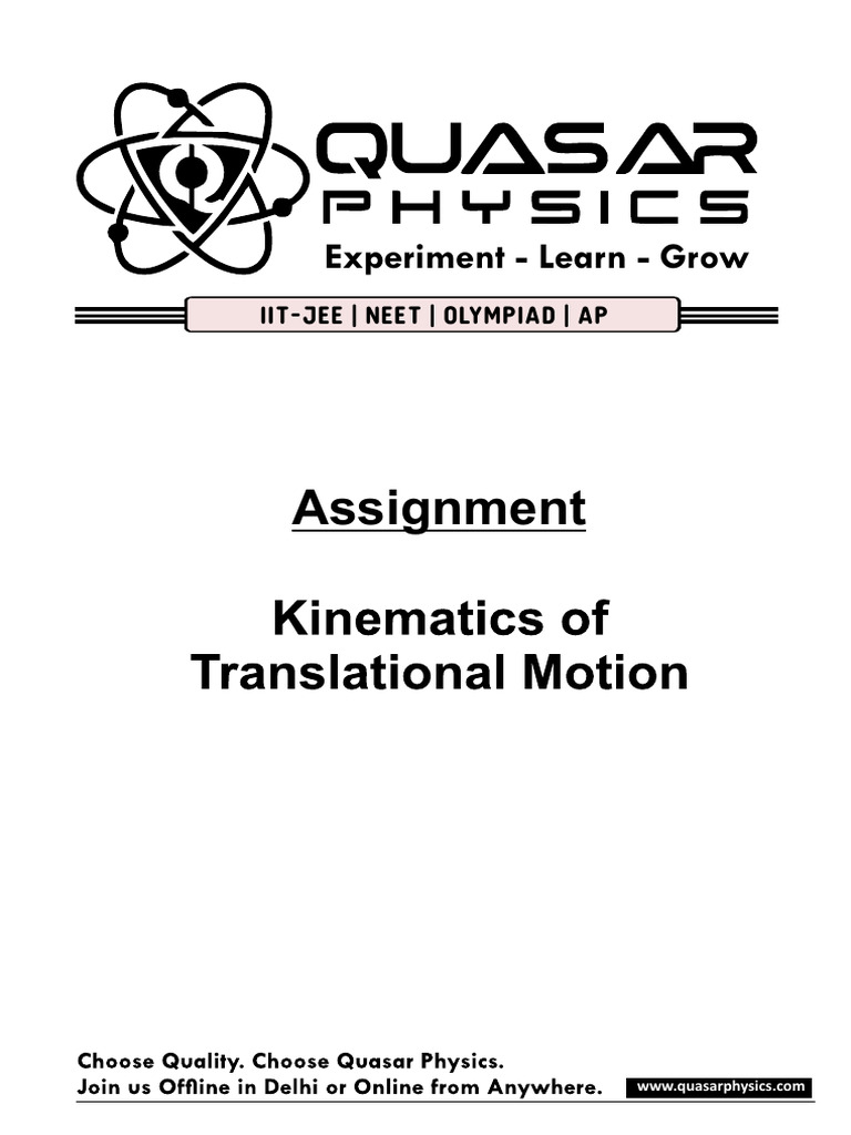 Assignment Kinematics of Translational Motion | PDF