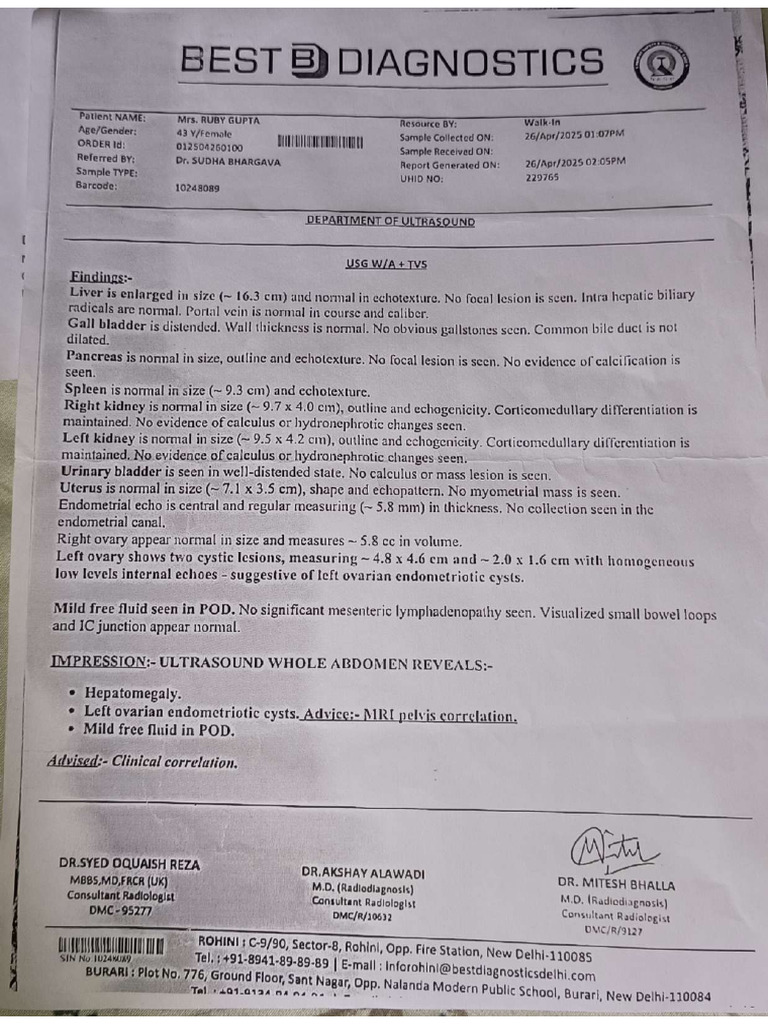 Ultrasound and MRI Report | PDF