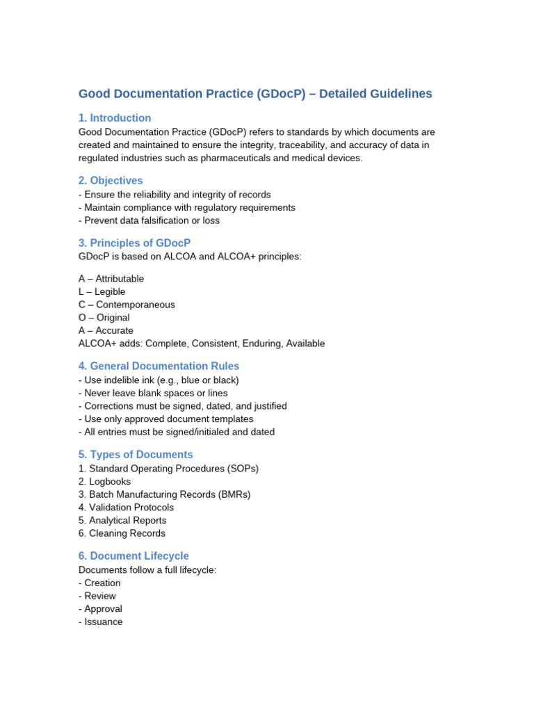 GDocP Guidelines for Documentation Integrity | PDF