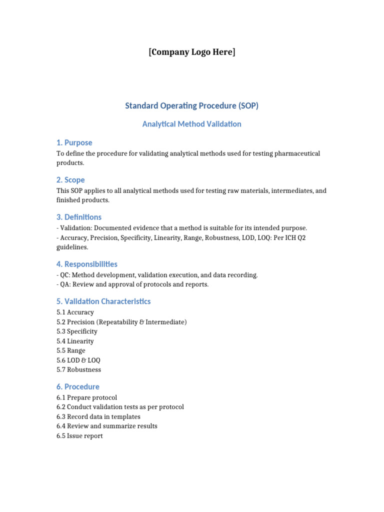 SOP Analytical Method Validation en | PDF