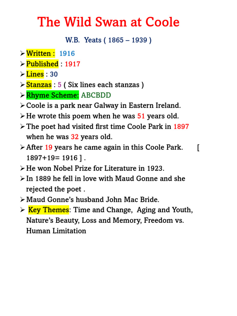 The Wild Swan at Coole | PDF