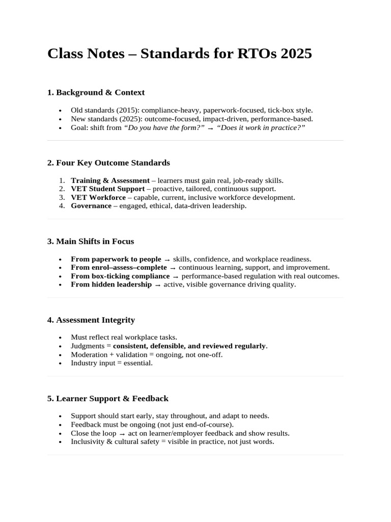 RTOs 2025 Standards Overview | PDF | Vocational Education | Governance