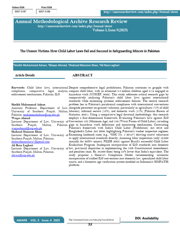 The Unseen Victims How Child Labor Laws Fail and Succeed in ...