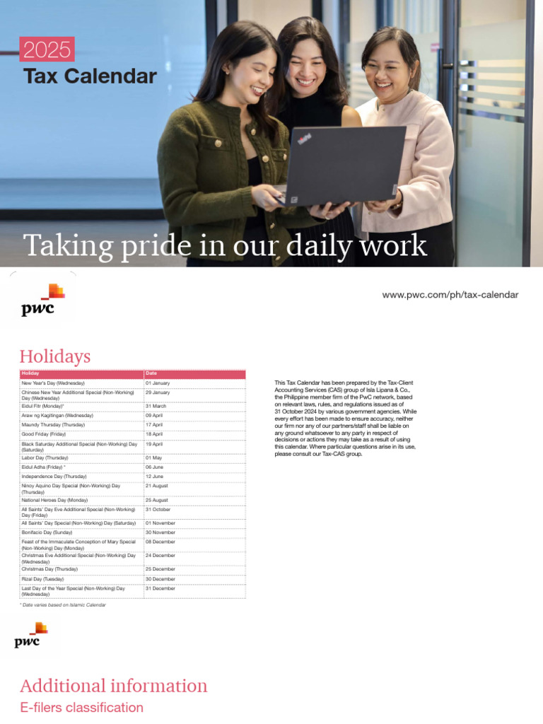 PwC Tax Calendar 2025 Overview | PDF | Taxes | Economies