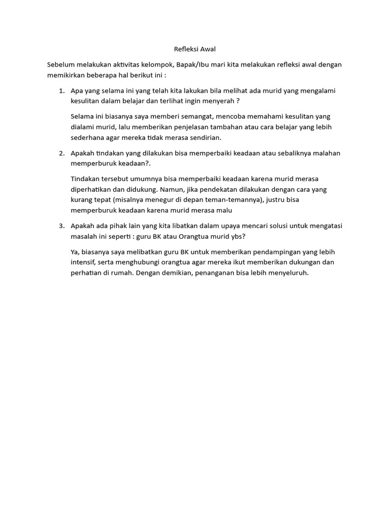 Refleksi Awal Modul 1 Luring 3 | PDF