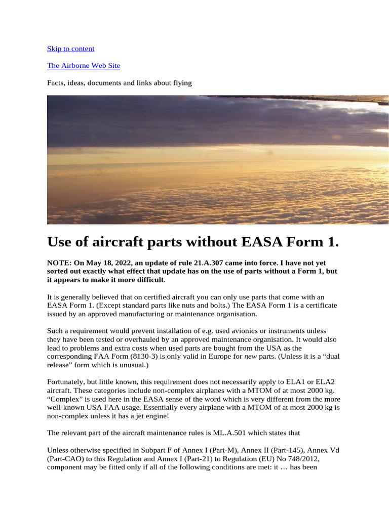 EASA Form 1 Requirements for Parts | PDF | Instrument Flight Rules ...