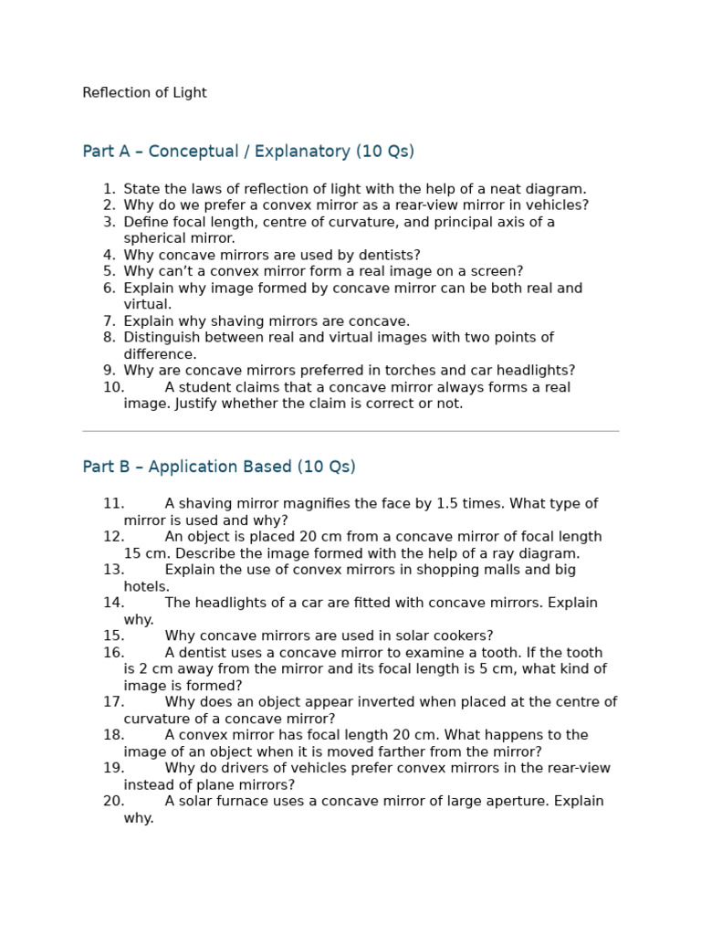 Understanding Light Reflection Principles | PDF | Mirror ...