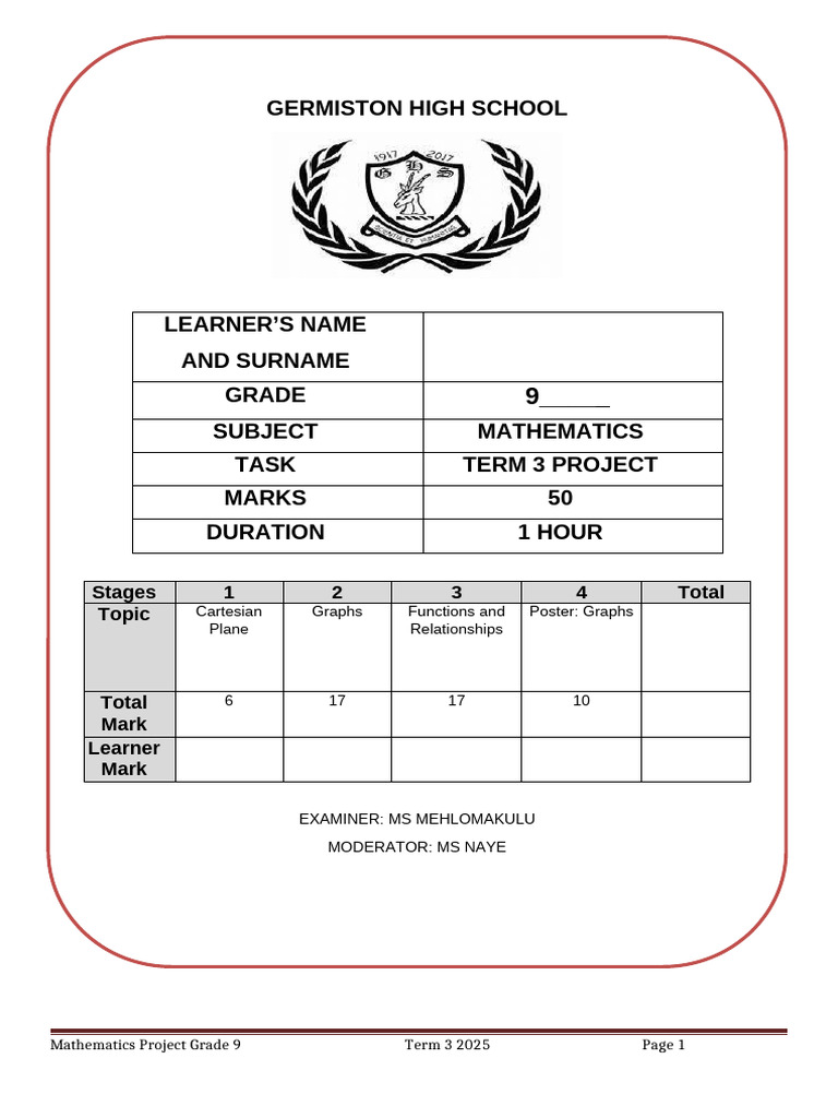 Grade 9 Mathematics: Graphs Project | PDF | Cartesian Coordinate System ...