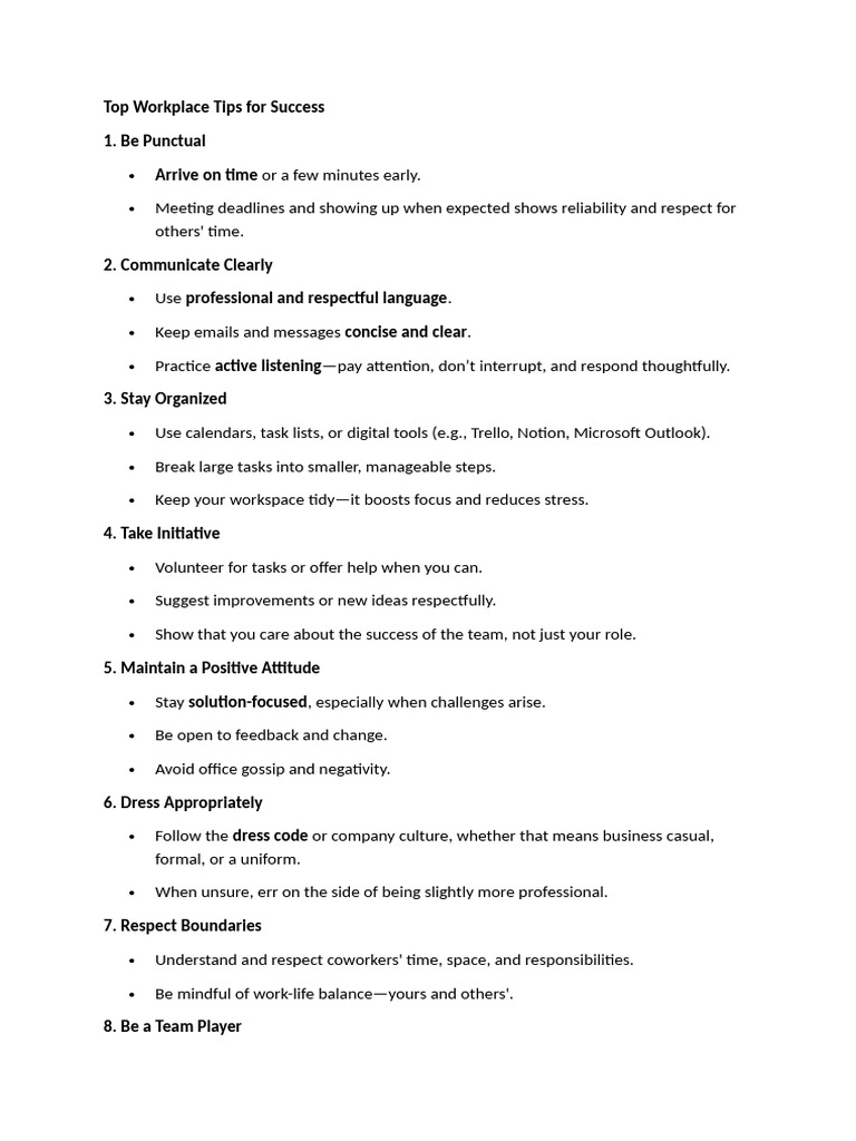 Essential Workplace Success Tips | PDF | Human Communication | Social ...