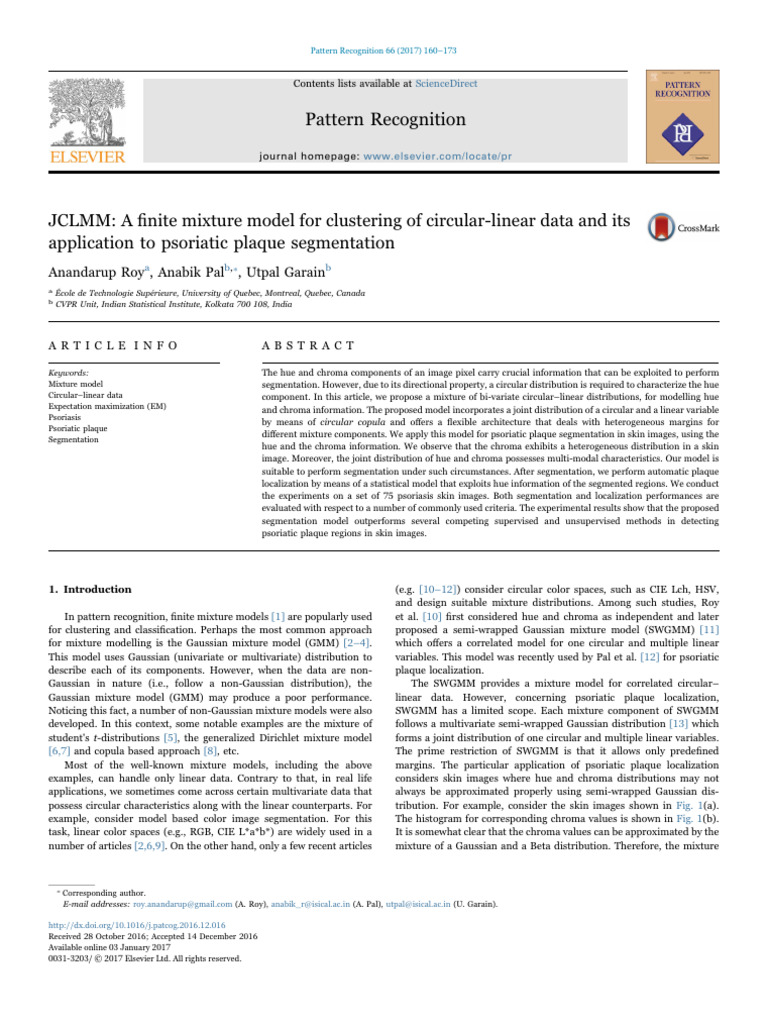 Circular-Linear Mixture Model for Psoriasis | PDF | Image Segmentation ...