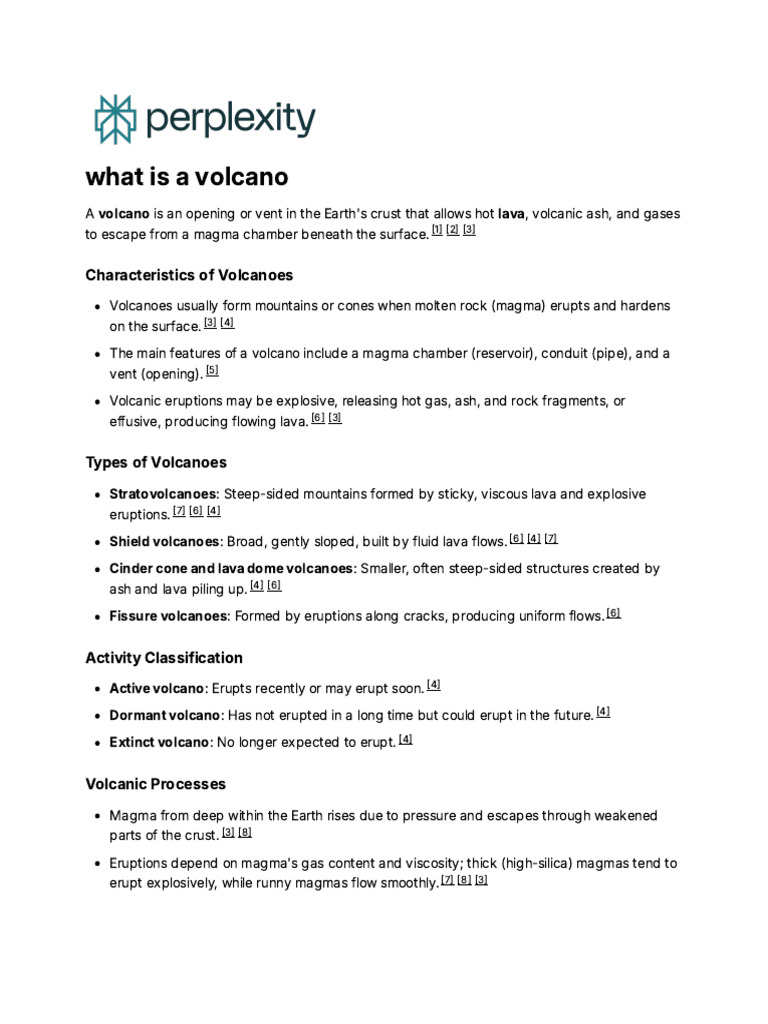 Understanding Volcanoes: Definitions & Types | PDF