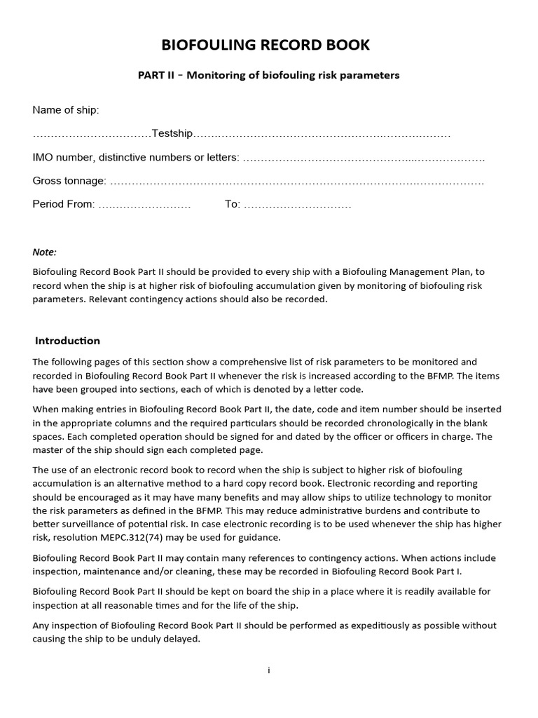 Biofouling RB Part 2 Preamble (MEPC 80) | PDF