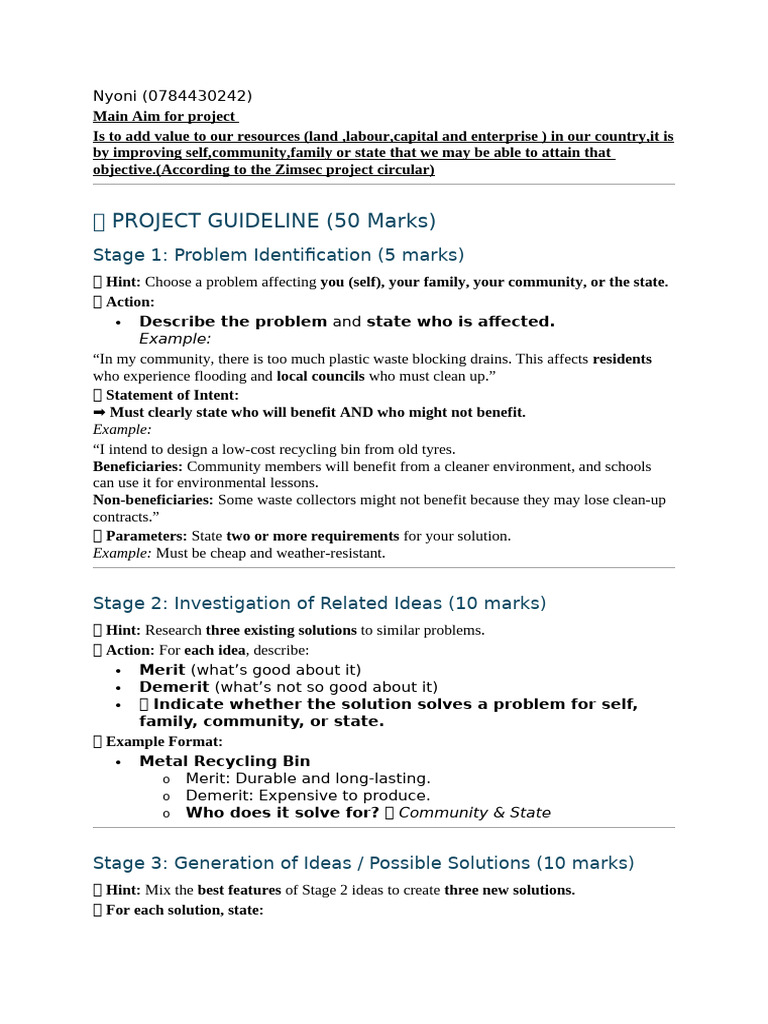 Nyoni Project Guidelines 2025 | PDF