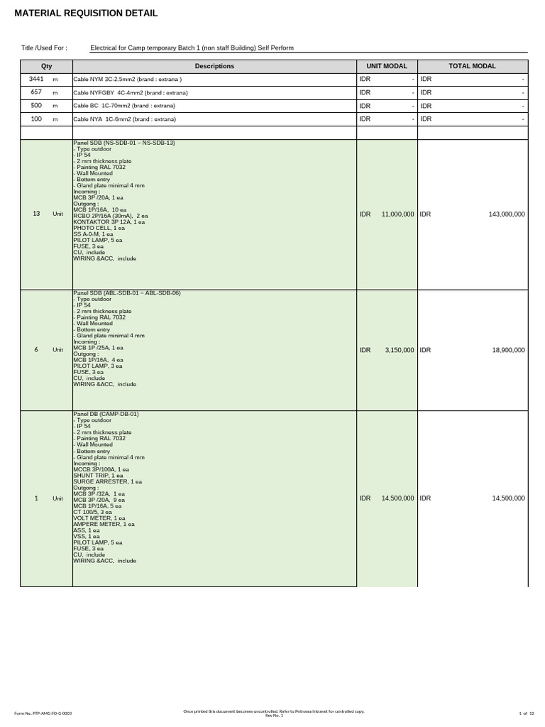 Urgent MRD-725 Electrical Temporary Batch 1 (Non Staff Building) Rev1 ...