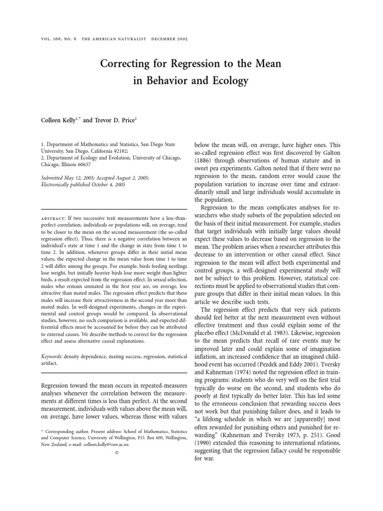 Correcting For Regression To The Mean | PDF | Regression Analysis ...