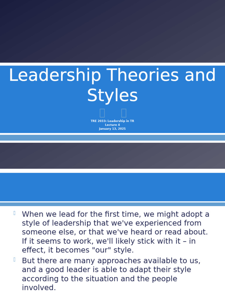 Leadership Theories and Styles Explained | PDF | Leadership | Decision ...