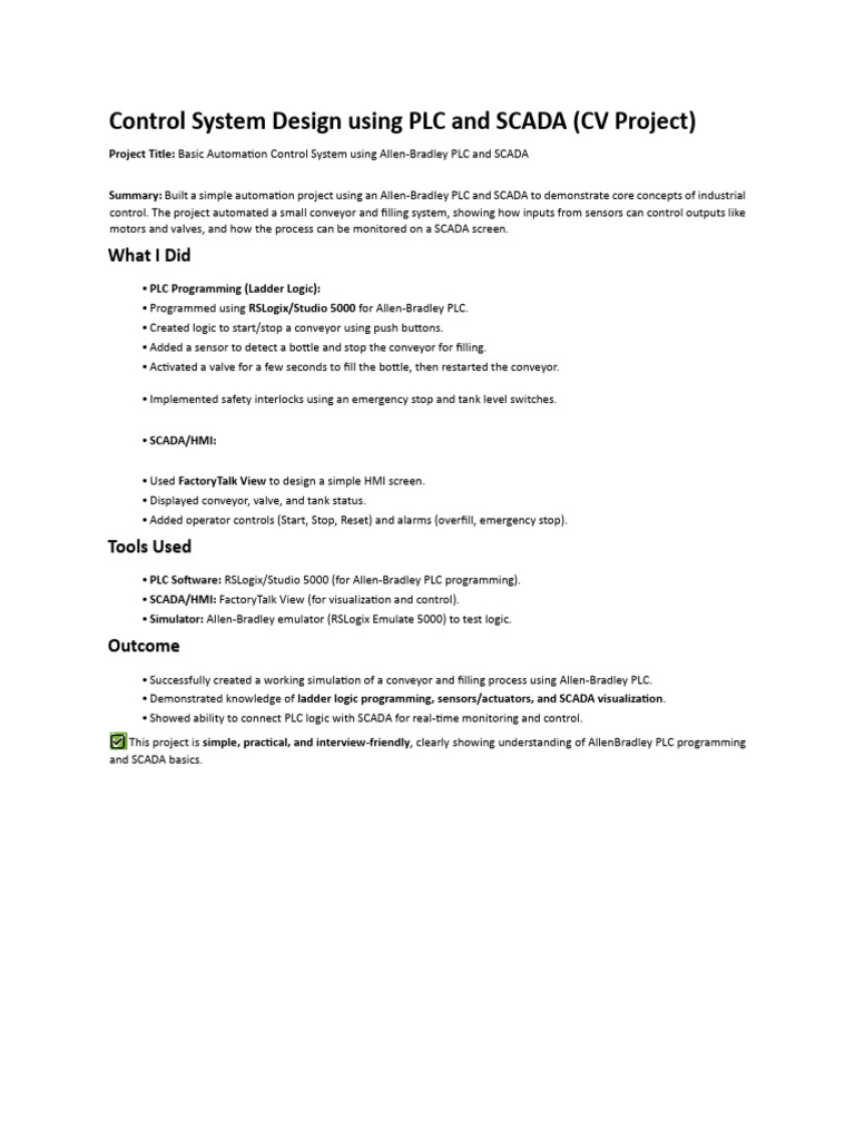 PLC and SCADA Automation Project | PDF | Programmable Logic Controller ...