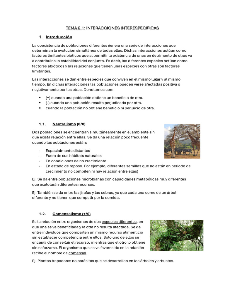 Interacciones Interspecíficas en Ecosistemas | PDF | Depredación | Plantas