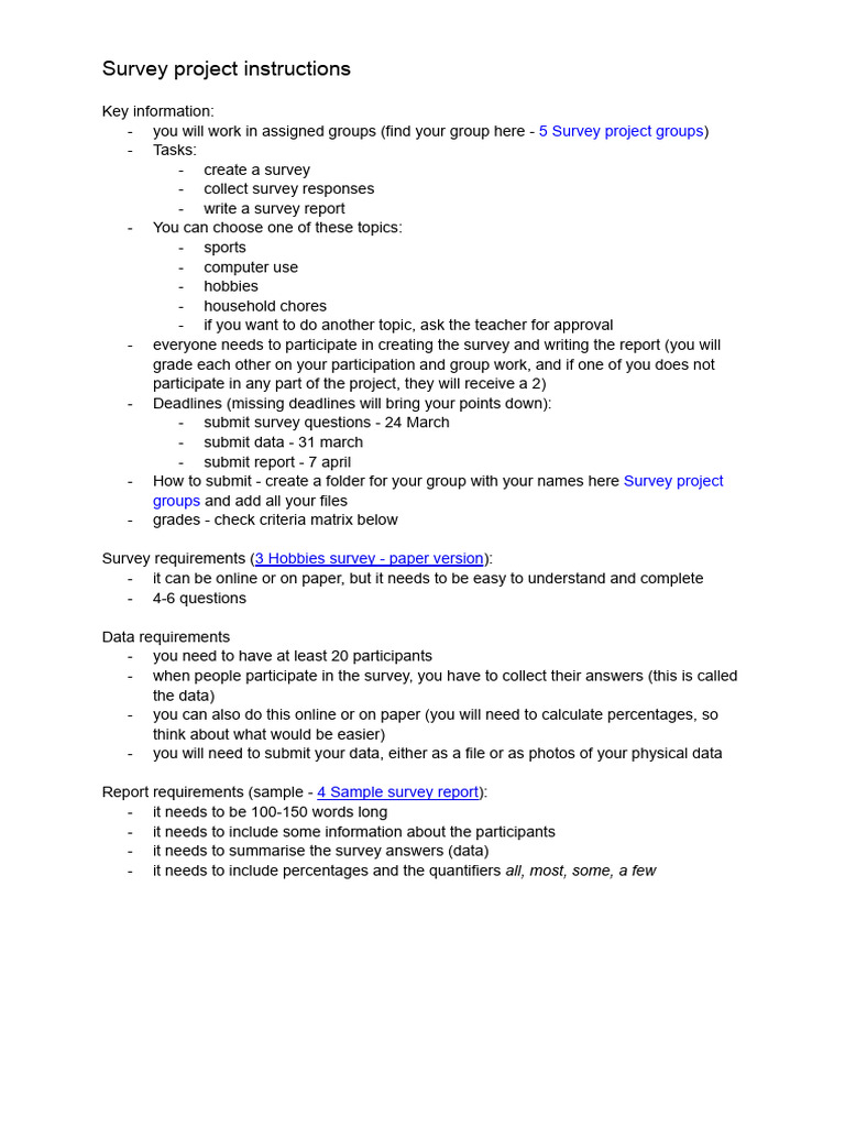 Survey Project Guidelines and Deadlines | PDF | Computing