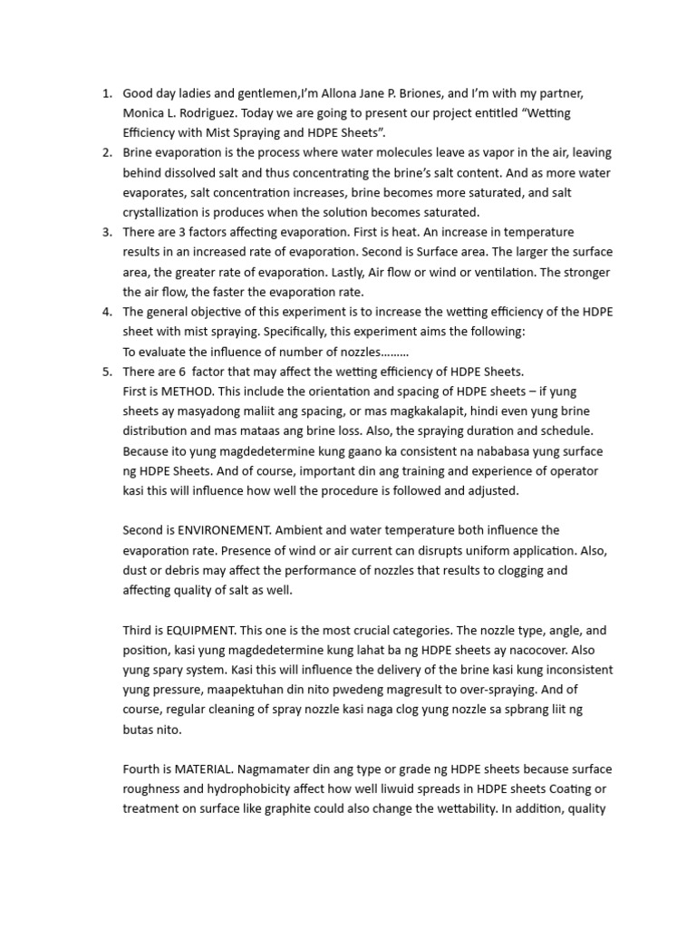 Final Presentation Script | PDF | Evaporation | Water