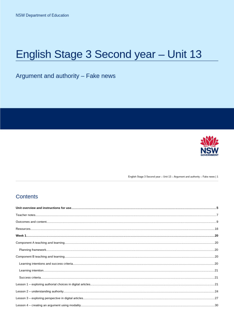 English s3 Second Year Unit 13 Argument and Authority | PDF | Reading ...