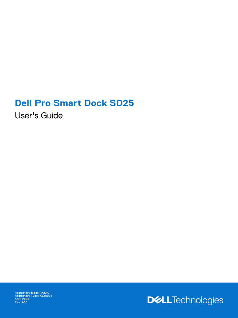 Dell Pro Smart Dock SD25 User Guide | PDF | Usb | Hdmi